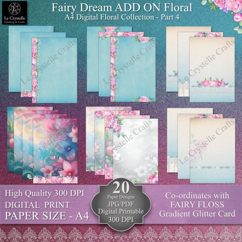 A4 Fairy Dreams Digital Paper ADD ON Floral Collection Part 4 ...